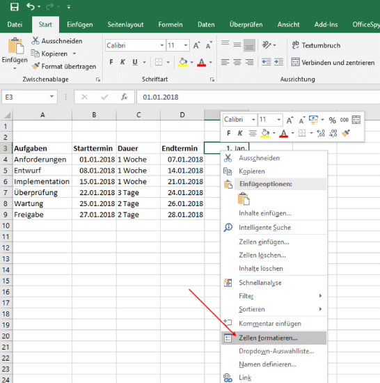 In 8 Schritten zum Gantt-Diagramm in Excel