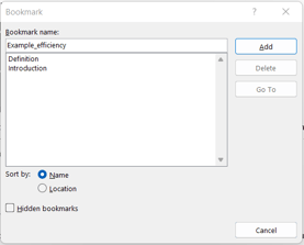Create bookmarks in Word
