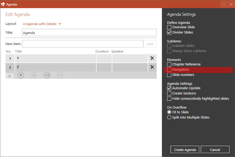 Agenda creation made easy in PowerPoint