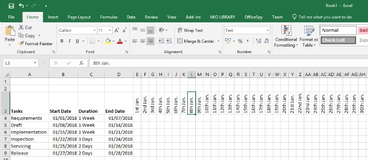 Create a Gantt chart in Excel in 8 steps