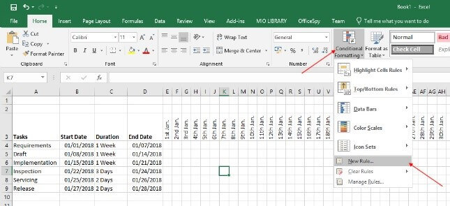 In 8 steps to a Gantt chart in Excel