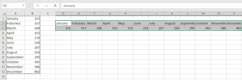 Rotating Excel sheets - How to switch rows and columns