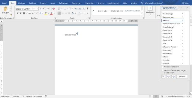 Shortcuts für Word-Formatvorlagen definieren
